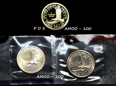2000 P D S - PROOF and P & D Sacagawea Native American Dollar 3 Coin ...