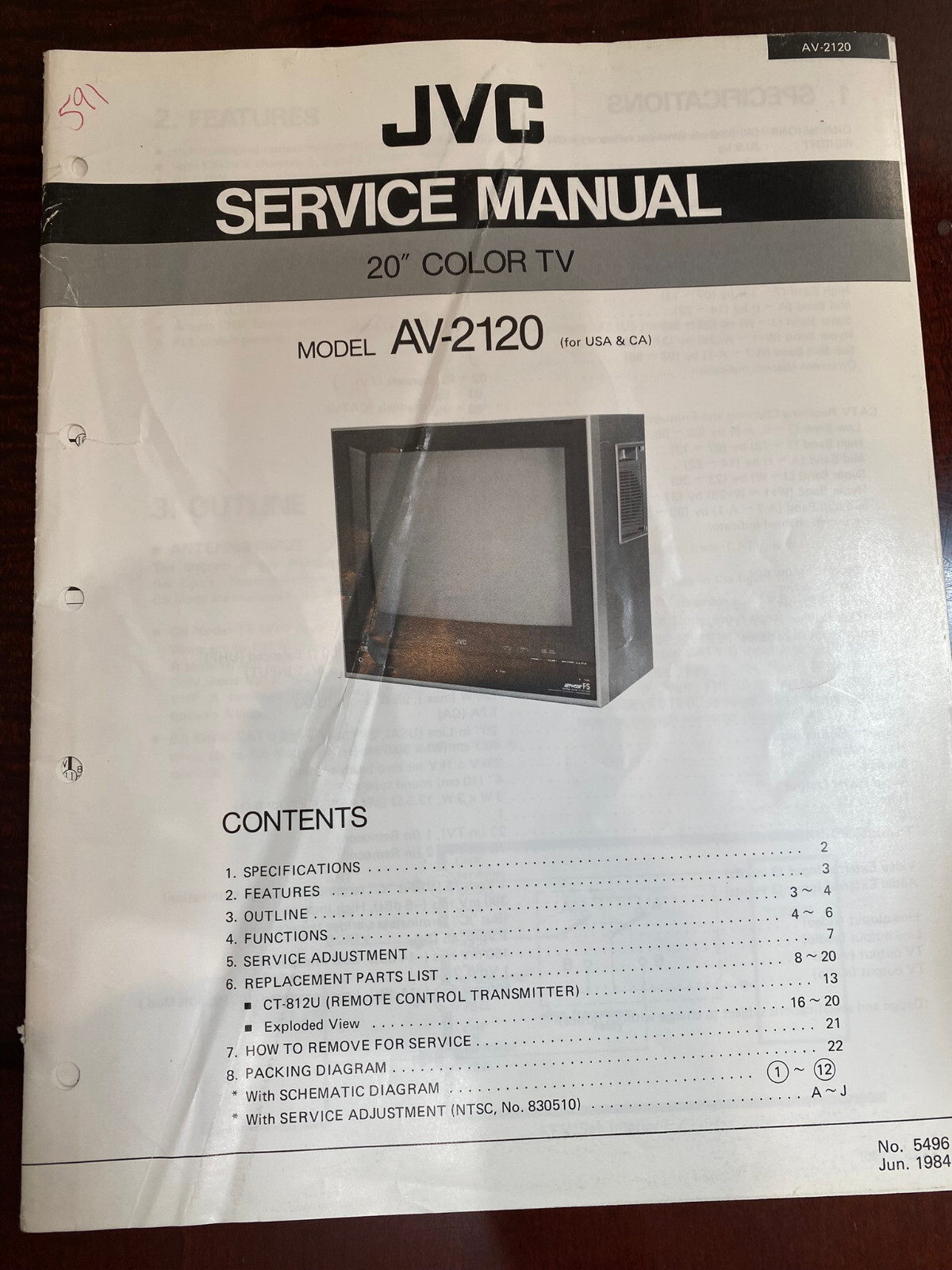 JVC AV-2120 AV2120 AV-2120US CA TV REPAIR Service Manual FROM USA ...