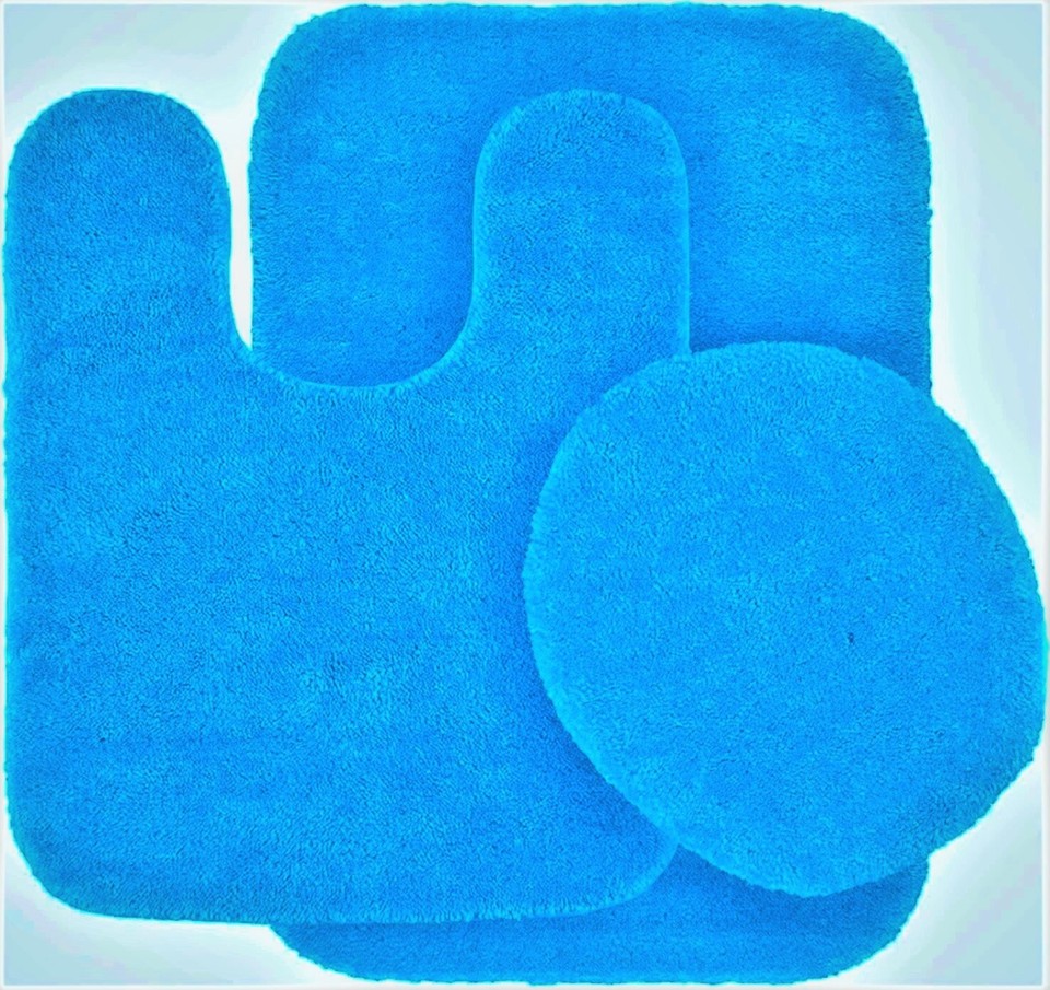 3PC #6 BATHRUG CONTOUR MAT TOILET LID COVER COMPLETE BATHROOM SET ...