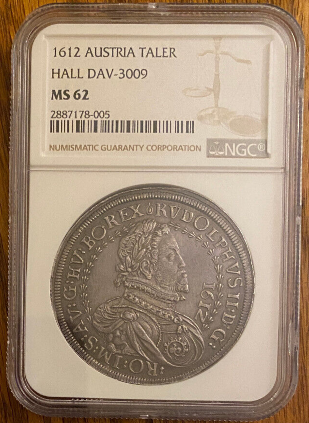 Austria 1612 Thaler Taler Rudolphus NGC MS 62 Hall Dav-3009, Rare! | eBay