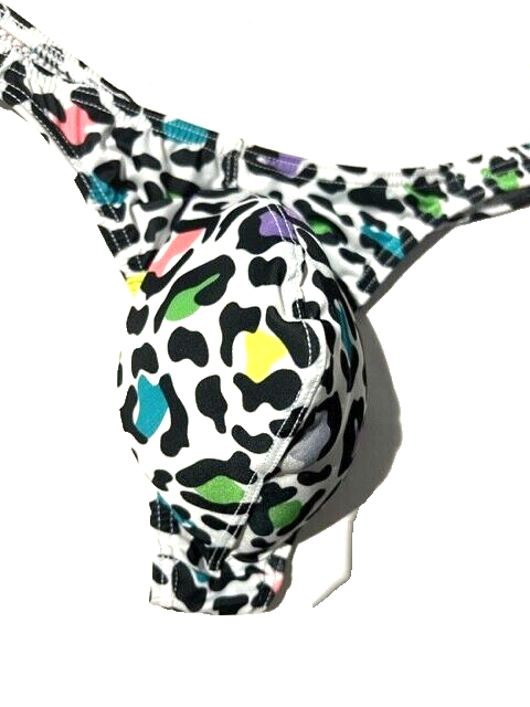 New JJ MALIBU Mens Rainbow Leopard Print String Thong Bikini Pose ...