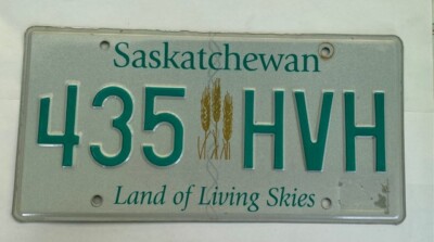 Single Saskatchewan Canada License Plate #435 HVH Wheat Sheaf Sheaves ...