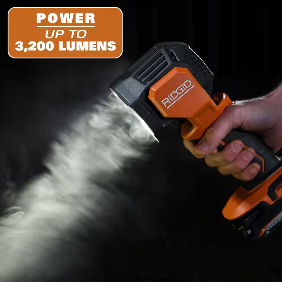 RIDGID18V Cordless LED Spotlight with (2) 4.0 Ah Batteries, Charger ...