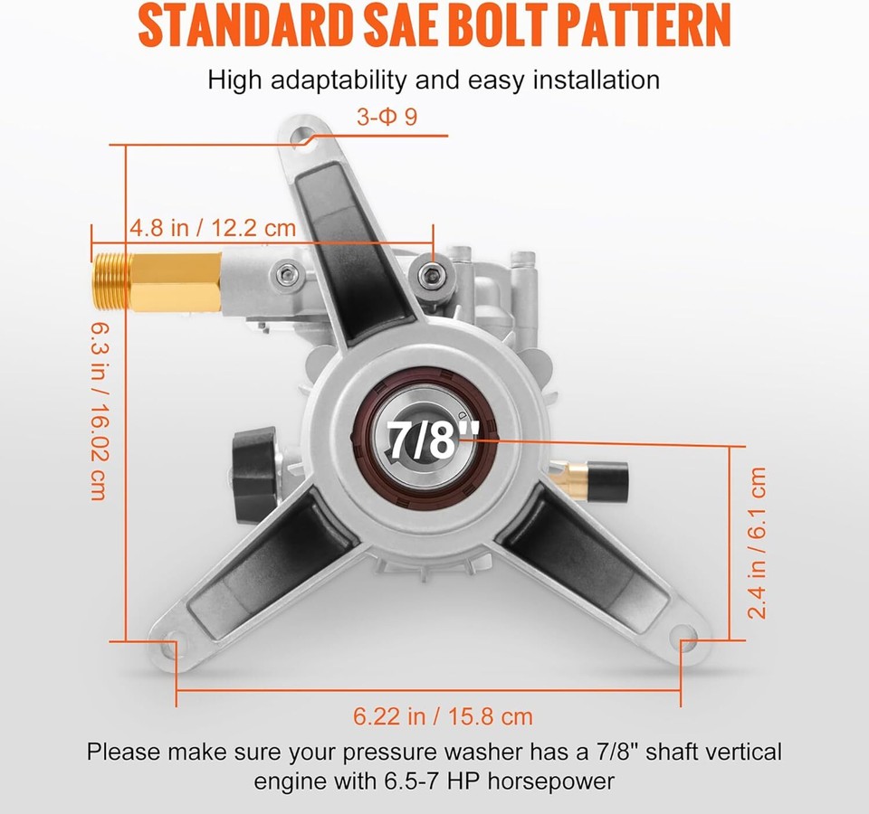 Pressure Washer Pump 3400 PSI 2.5 GPM 7/8" Shaft for RYOBI RY80940B | eBay