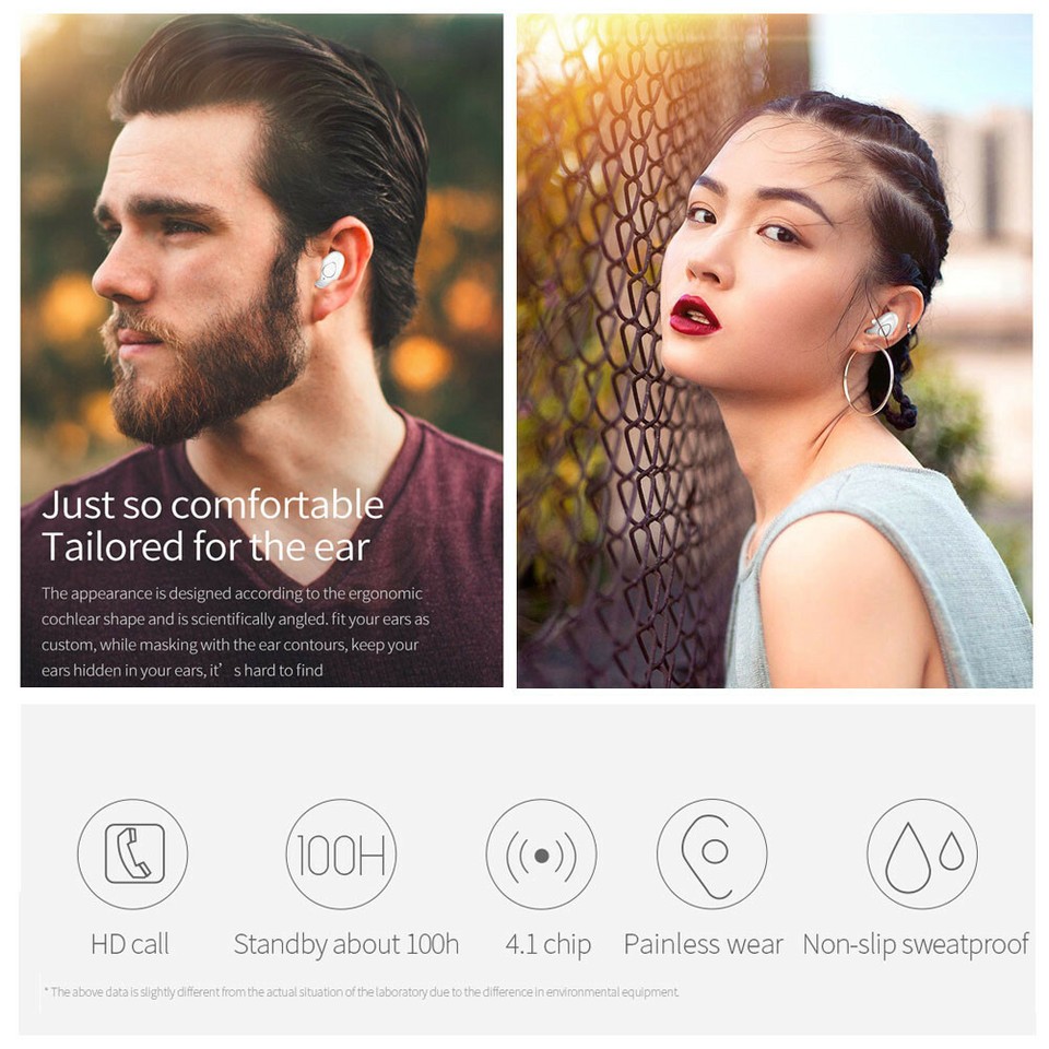 Invisible Bluetooth Wireless Headset Music Earphone Earbud for iOS ...