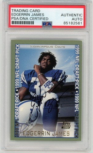 Colts HOF Edgerrin James Signed Auto 1999 Topps Football RC Rookie Card ...