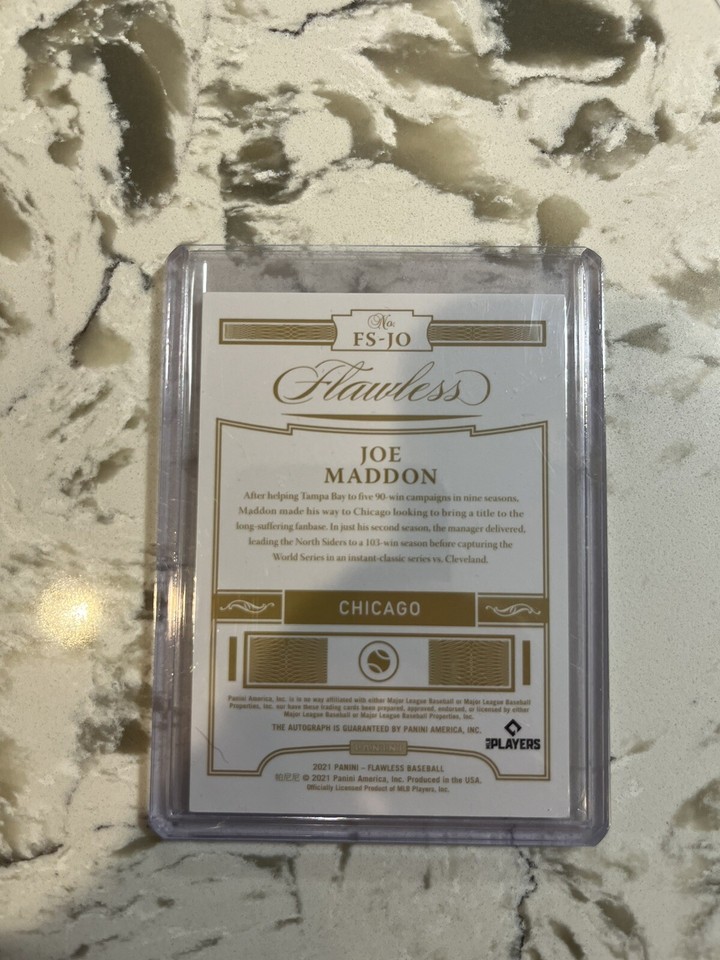 2021 Panini Flawless Joe Maddon ON CARD Auto Autograph Gold SSP /15 ...