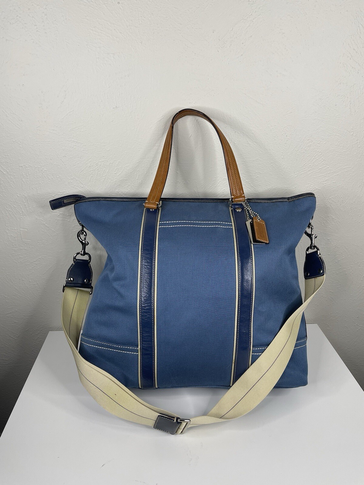 Coach Hamptons Weekender Travel Duffle Blue Canvas T… - Gem