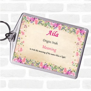 Aila Name Meaning Bag Tag Keychain Keyring Floral | eBay