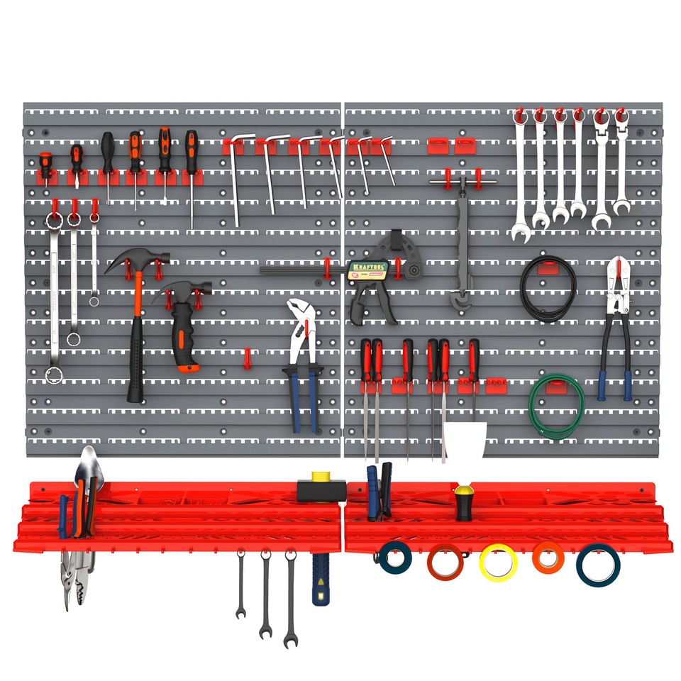 54 Piece Hanging Panel Tool Organization Rack for Garage Wall, 50 Hooks ...