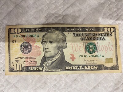 Fancy Serial Number Series 2017A $10 Dollar Note Repeater 49-49-68-68 ...