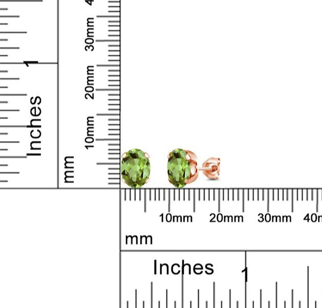 925 Silver Rose Gold Plated 2.80 Ct Oval Green Peridot Women's Stud ...