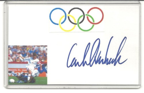 CARLA OVERBECK AUTOGRAPH. SOCCER. 1996 & 2000 OLYMPIC GOLD MEDALIST ...