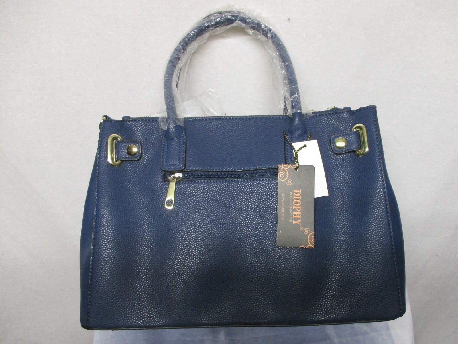Diophy Blue Satchel Shoulder Structured PU Handbag w/Padlock & Strap ...