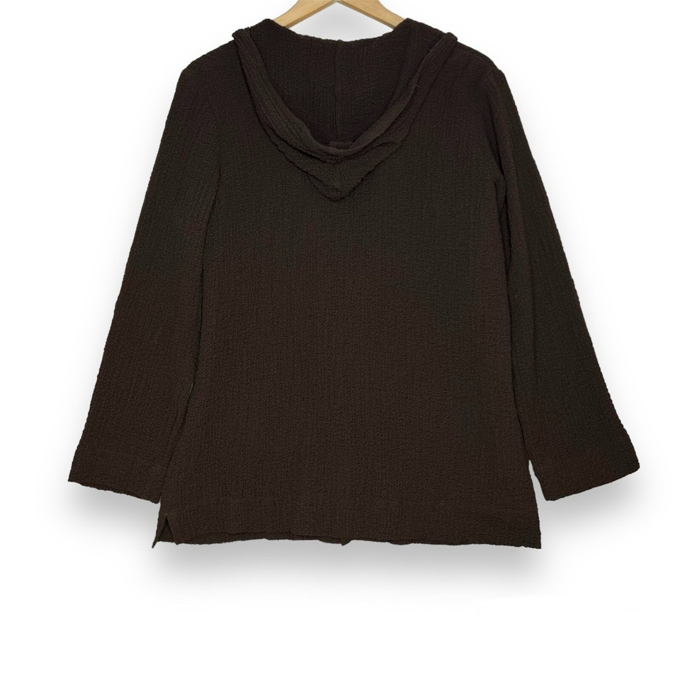 Soft Surroundings Womens Medium Brown Hooded Crinkled Cardigan Tie ...