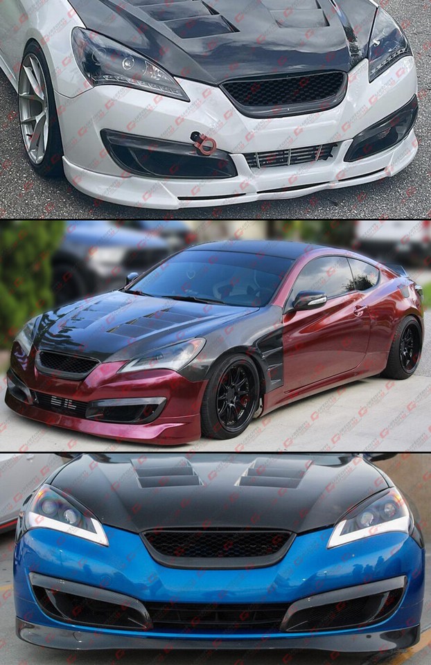 FOR 2008-2012 HYUNDAI GENESIS COUPE KDM MESH STYLE MATT BLACK FRONT ...