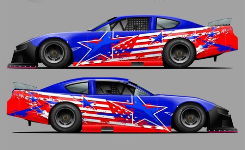 American Flag Race Car Side Wrap Decals Late Model, Street Stock ...