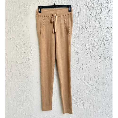 State Cashmere Ribbed Knit 100% Cashmere Pull On Pants Beige Women's ...