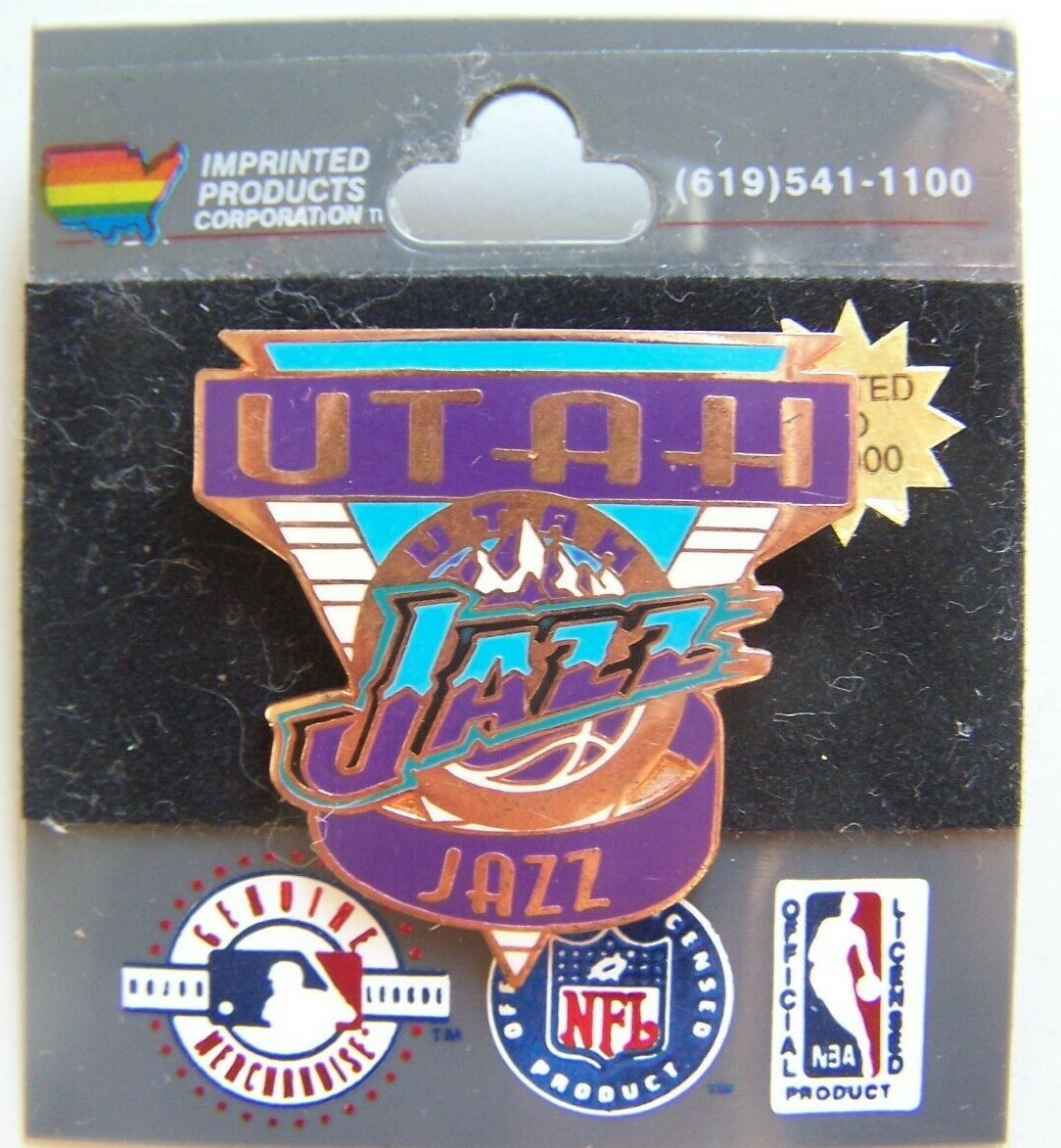 NBA Utah Jazz Pin Stamped 1996 Imprinted Products Limited Edition ...