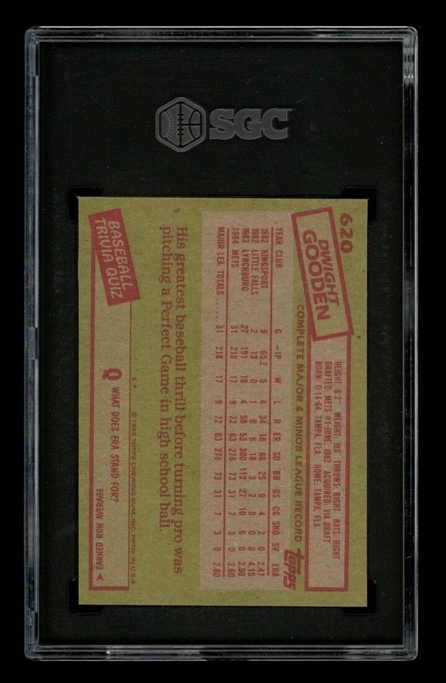 1985 Topps Set-Break #620 Dwight Gooden Rookie SGC 8 NM MT | eBay