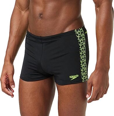 NEW SPEEDO MENS SWIM PANT BLACK YELLOW TRUNK CHLORINE RESISTANT - FIT ...