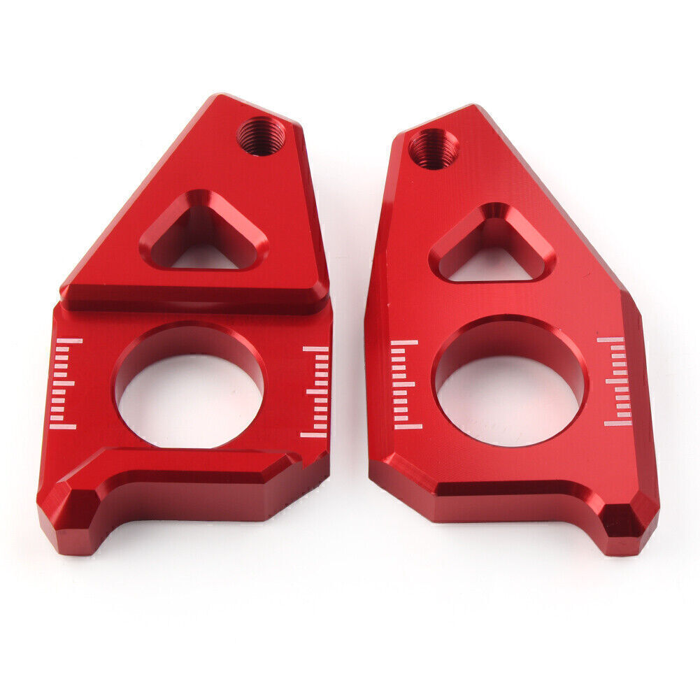 Red Rear Axle Spindle Chain Adjuster Block For Yamaha YZF R1 FZ8 FZ1 ...
