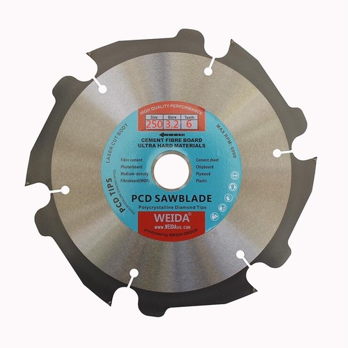 250mm PCD Saw Blade 6T Fiber Cement 9-7/8" Bore 30mm cutting disc 3.2 ...