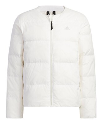 Adidas Men Lite Weight Down Coat Padded White Running Jacket GYM Top ...