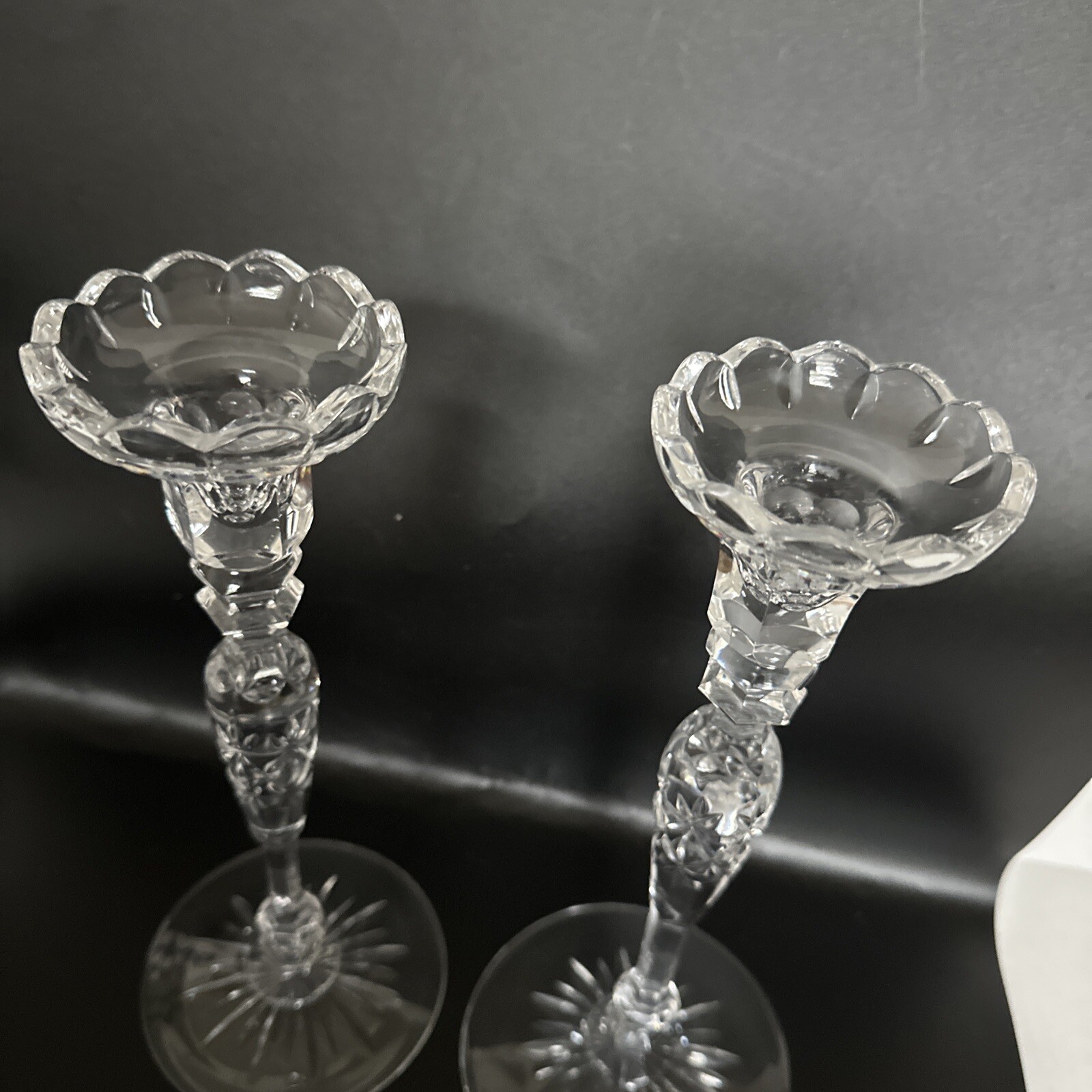 PAIR Rogaska Rosemont Full Lead Crystal Rose Stem Candlesticks 10 3/8 ...
