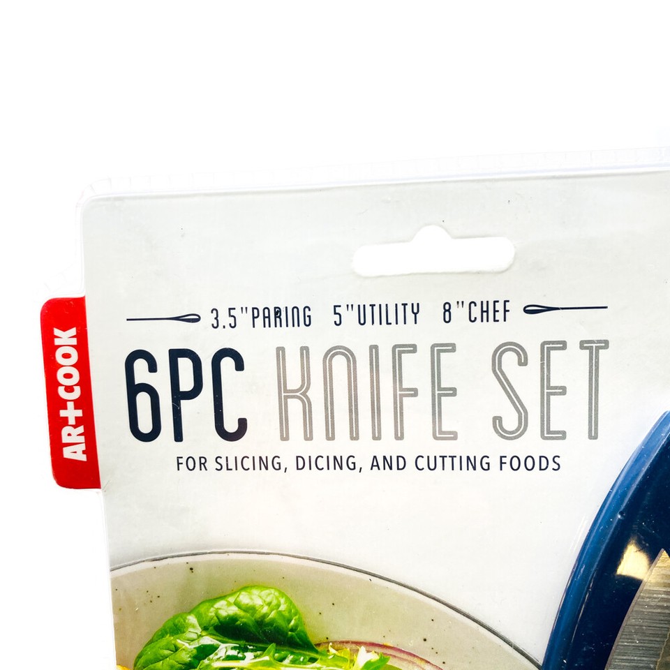 3 Pcs Ar+Cook MDS92458 Paring Utility Chef's Knife Set, w/ Blade Covers ...