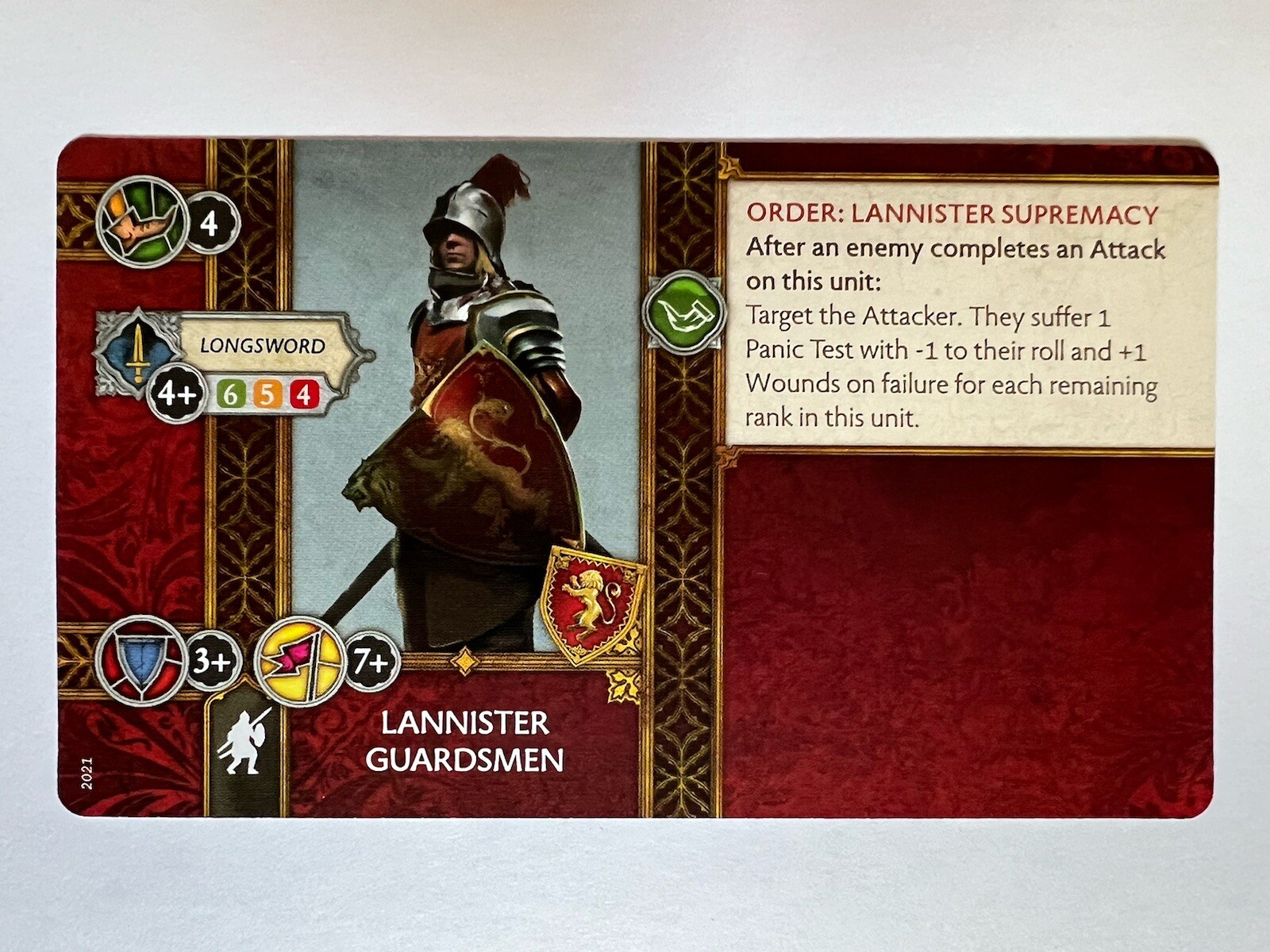 LANNISTER GUARDSMEN Unit Card (2021-present) - A Song Of Ice & Fire ...