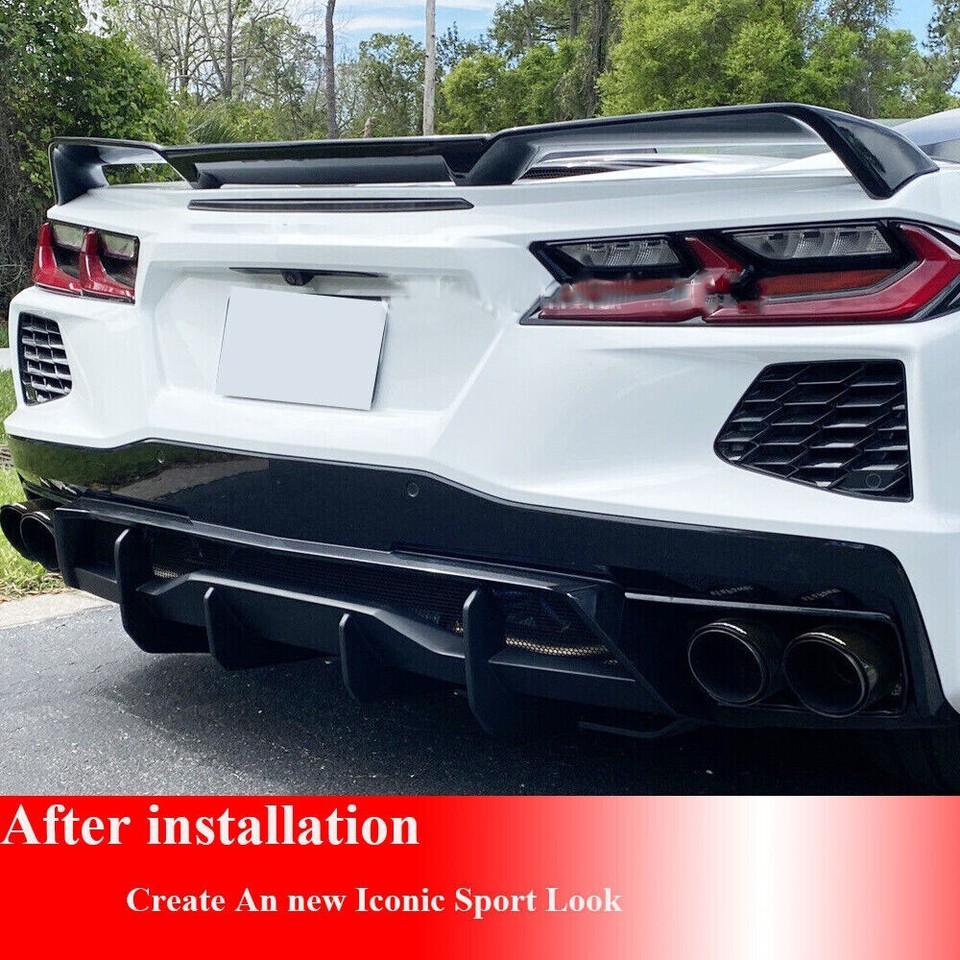 For Chevrolet Corvette C8 Stingray Z51 STG GLOSSY BLACK Rear Bumper ...