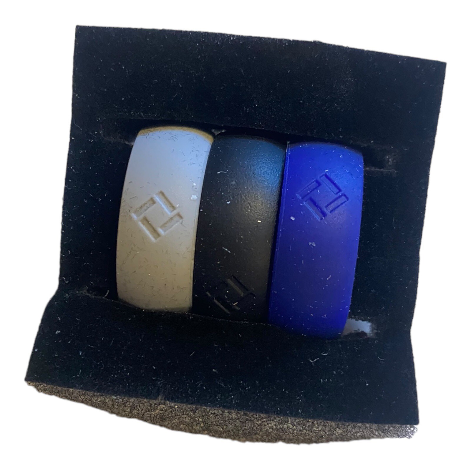 KAUAI Silicone Wedding Ring Set of 3 - Black Blue Gray - Size 12 - New ...
