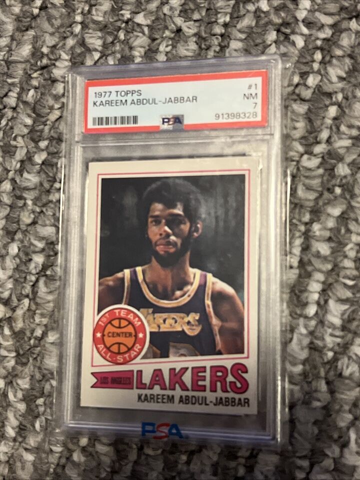 1977 Topps Basketball #1 Kareem Abdul-Jabbar Lakers HOF PSA 7 NM Graded ...