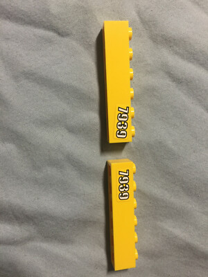 N Lego Lot 2 1 x 6 Brick Yellow w Sticker 7939 City 3009pb147L ...