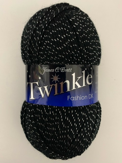 James C Brett DK Twinkle Sparkly Glitter Wool / Yarn 100 Grams Black ...