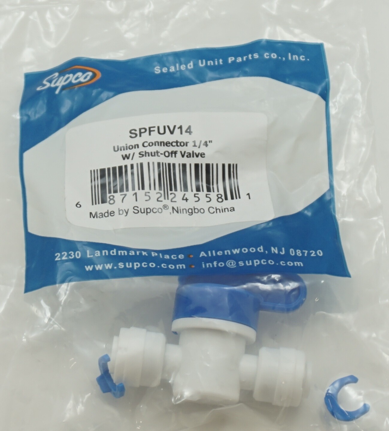 Supco 1/4" Union Connector with Shut Off valve for Hot or Cold, SPFUV14 ...