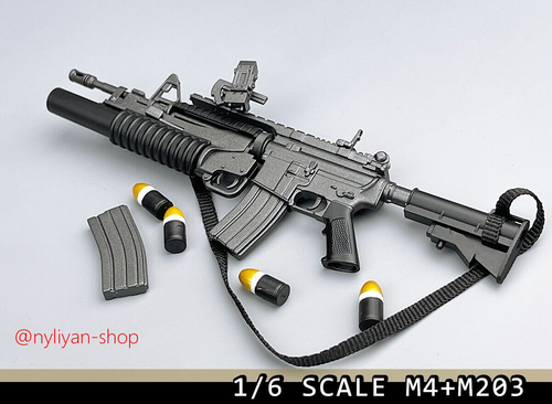 1/6 Male WWII M4+M203 Gun Rifle Weapon Model For 12''Soldier Action ...