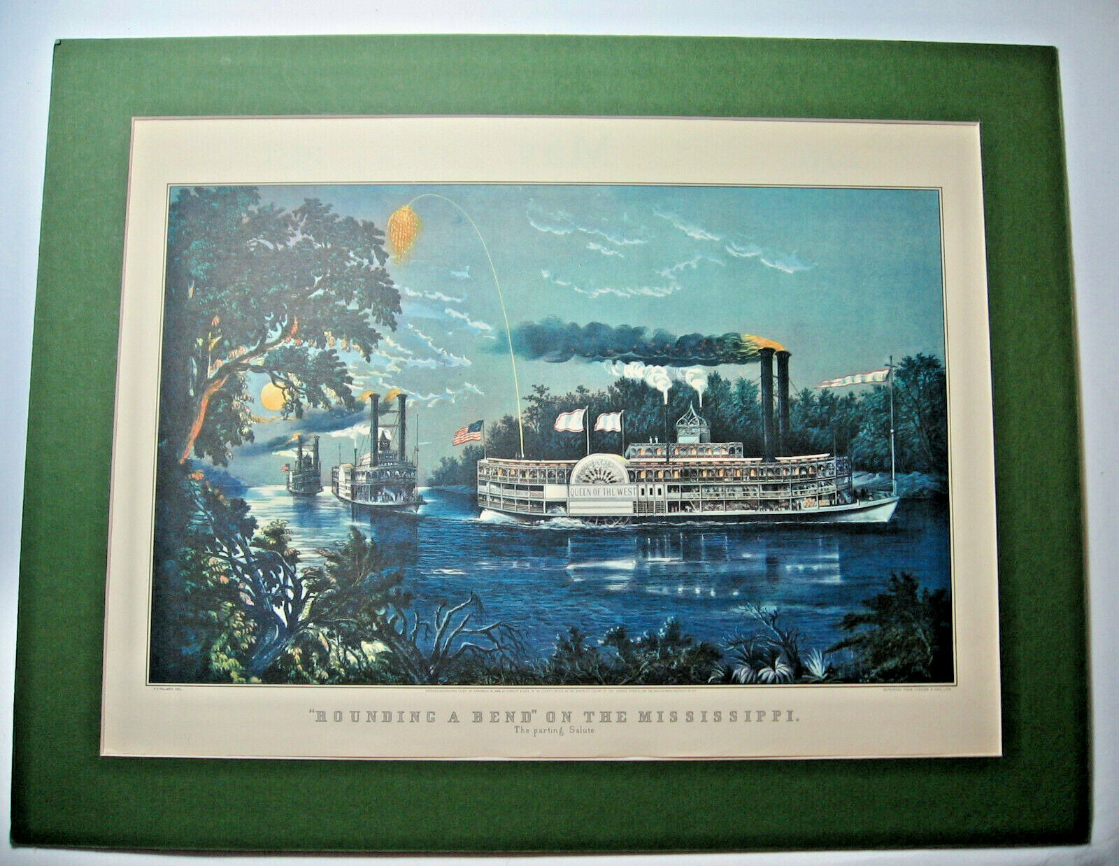 1951 "Rounding A Bend on the Mississippi" Currier & Ives Lithograph ...