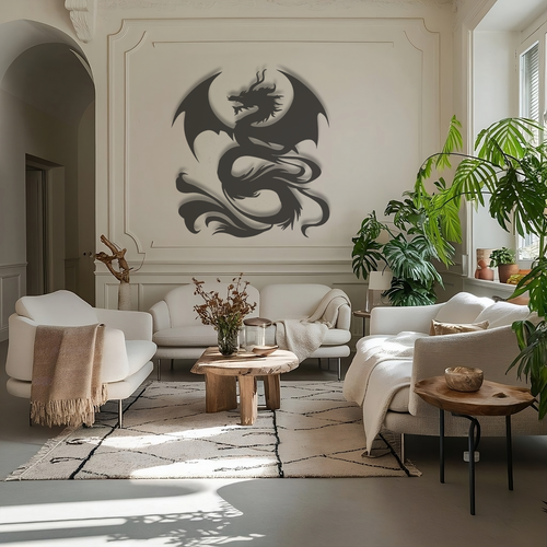 Dragon Metal Wall Art 3D Bedroom Home Decor Abstract Office Wall ...