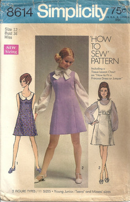 SIMPLICITY 8614 MISSES SIZE 12 JUMPER or DRESS & BLOUSE SEWING PATTERN ...