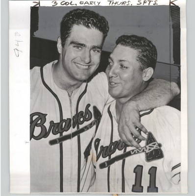 MILWAUKEE Braves BASEBALL Joey Jay & Bobby Avila VINTAGE 1959 Press ...