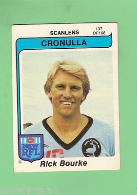 1980 CRONULLA SHARKS SCANLENS RUGBY LEAGUE CARD #137 RICK BOURKE | eBay ...