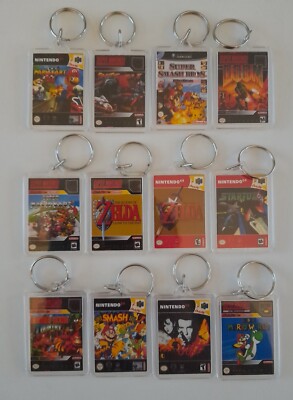 Retro Nintendo game inspired Keyring/Bag tag N64 Super Nintendo Game ...