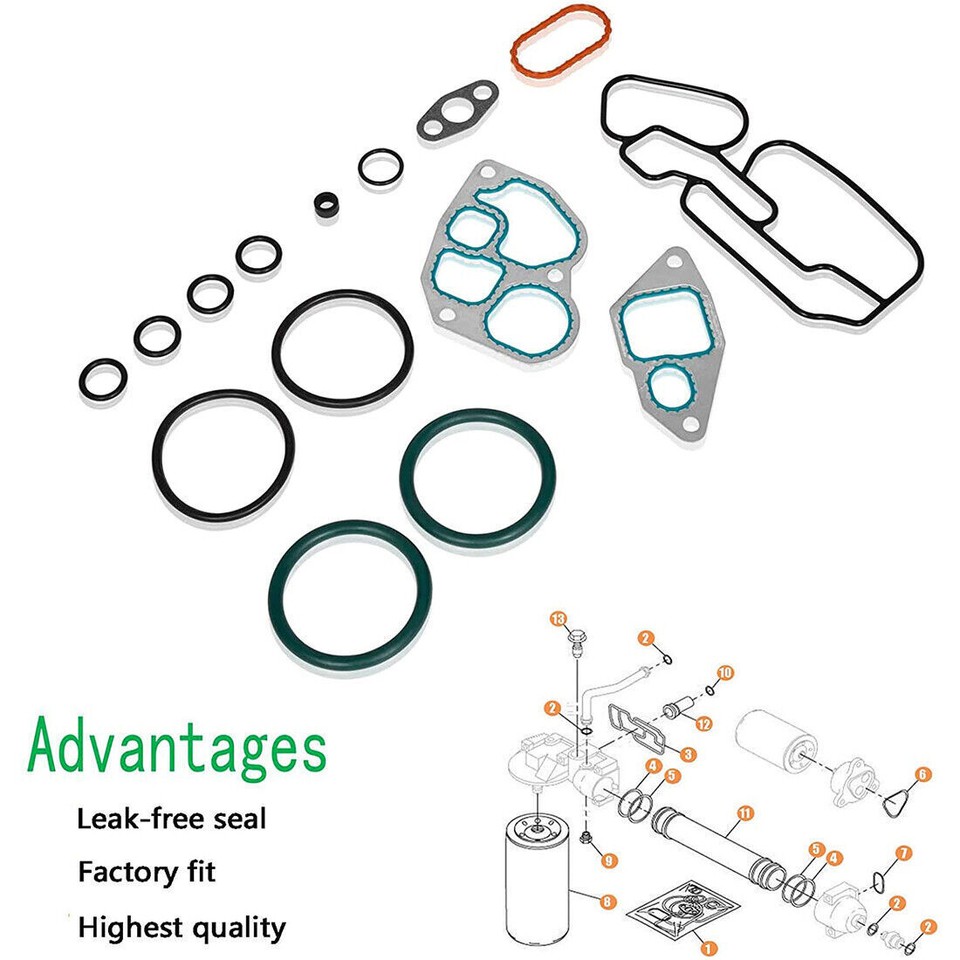 Engine Oil Cooler Gasket Kit for Navistar International DT466E 431270 ...