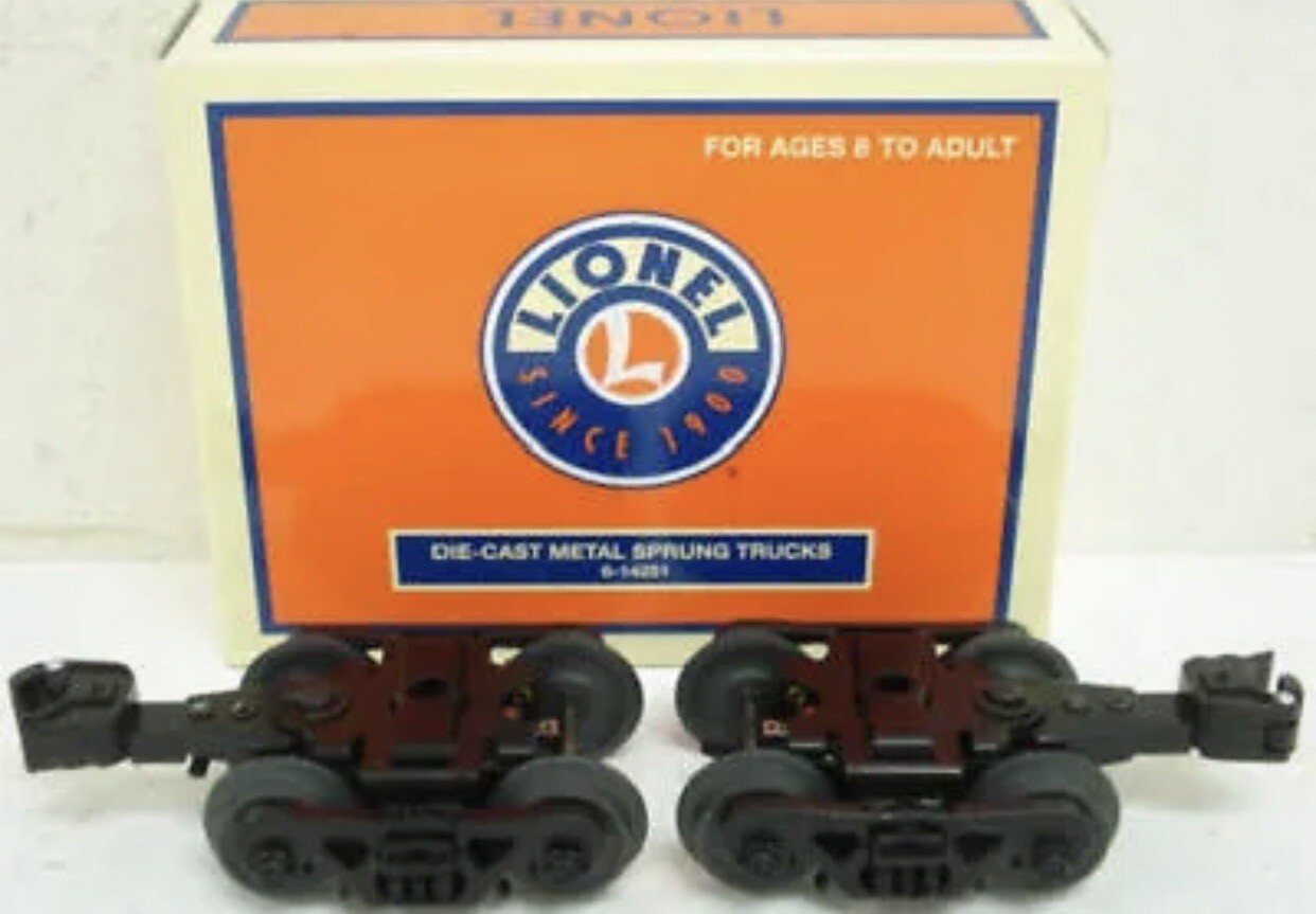 2 LIONEL DIE CAST METAL SPRUNG TRUCKS W/ ROTATING BEARING CAPS 6-14251 ...