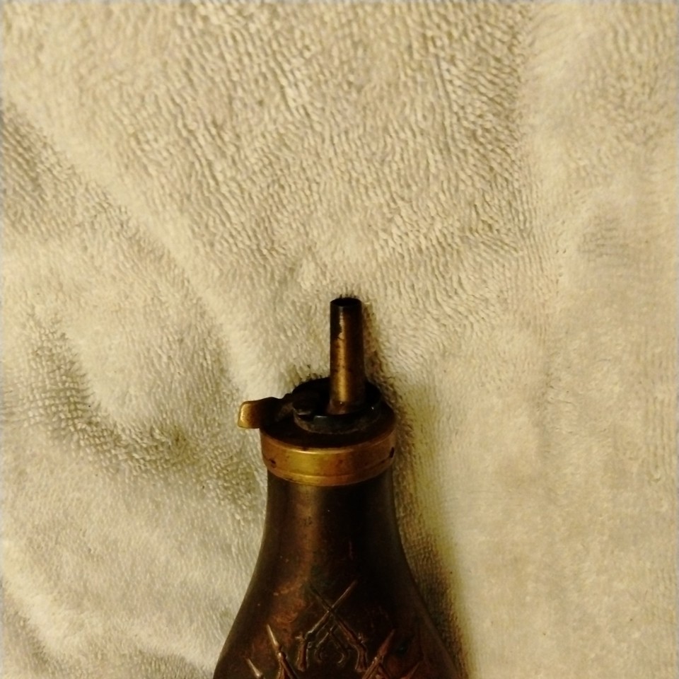 VTG RARE COPPER BRASS GUN POWDER BOTTLE FLASK,WAR,CANNON,MUSKETS | eBay