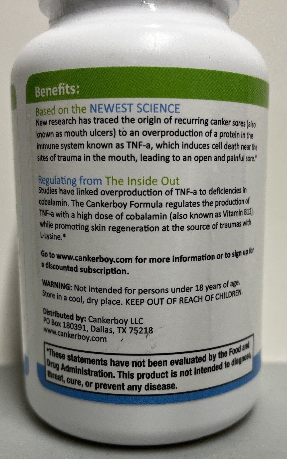 Cankerboy Canker Sore Solution Cold Sore Relief Capsules 60 Ct Bottle ...