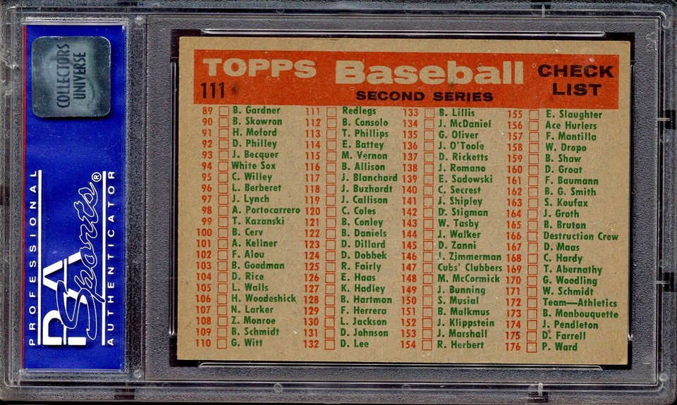 1959 TOPPS #111 REDLEGS TEAM Reds / Checklist PSA 6 EX-MT | eBay