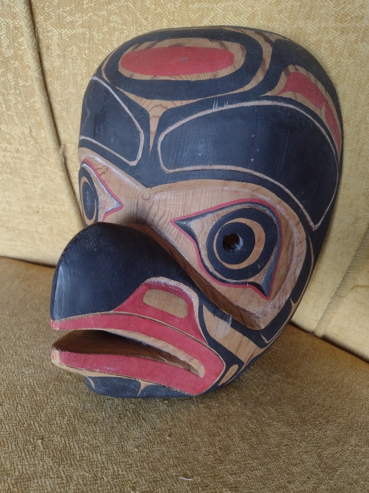 8.5" Calvin Hunt Kwakiutl Raven Mask 1974 Signed Northwest Coast ...